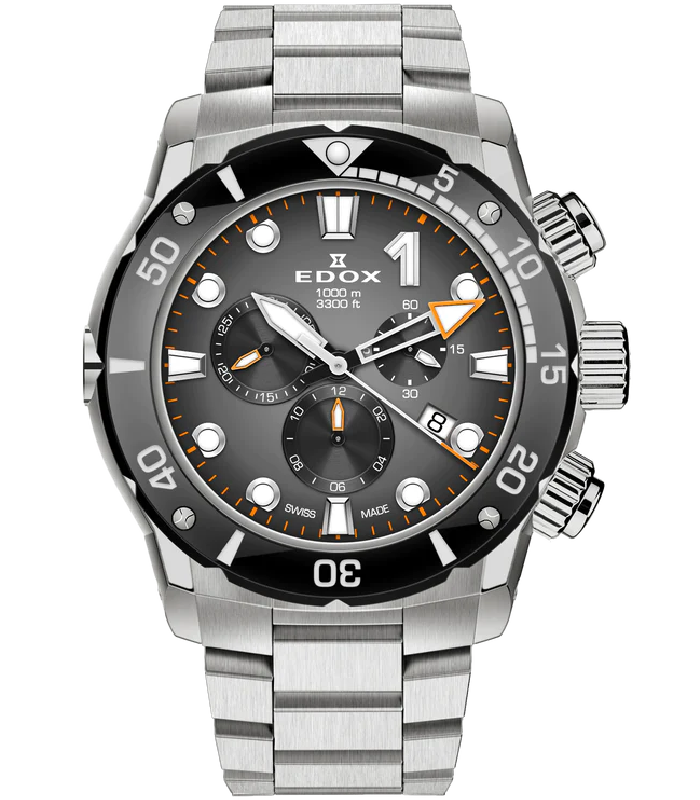 EDOX CO-1 Chronograph Titanium 45mm - Grå Skive 1000M Vanntett ...